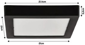 BERGE Čtvercový LED panel přisazený - černý - 18W - PC - neutrální bílá