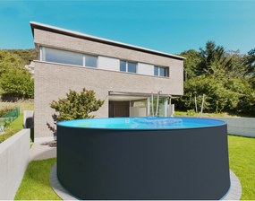 Planet Pool Polozapuštěný bazén s ocelovou stěnou Azurotico Antracit/Blue 4,5 x 1,2 m 48189