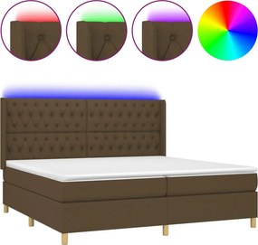 Box spring postel s matrací a LED tmavě hnědá 200x200 cm textil 3139144