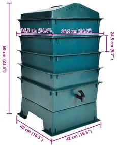 vidaXL Marketos Kompostér na červy 4 zásobníky 42 x 42 x 60 cm
