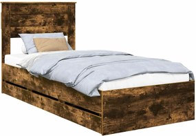 Rám postele s čelo Kouřový dub 100 x 200 cm Inženýrské dřevo 3409871