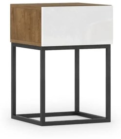 Moderní noční stolek Avorio - bílý Hnědo-bílá
