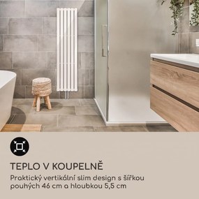 Blumfeldt Ontario 180 x 45 radiátor 1/2" boční připojení, nástěnná instalace, Slim, 485 wattů