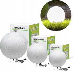 3x Kula Dekorativní zahradní lampa – 25 cm, 28 cm, 38 Cm IP65 Set