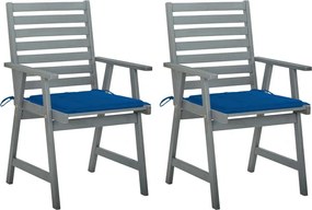 vidaXL Zahradní jídelní židle s poduškami 2 ks masivní akáciové dřevo [3064402] Barva: Královská modř