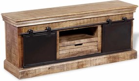 TV stolek s 2 posuvnými dvířky mangovníkové dřevo 110x30x45 cm 244019
