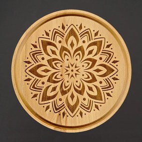 AMADEA Dřevěné servírovací prkénko - podnos mandala, masivní dřevo, 30 cm