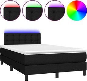 Box spring postel s matrací a LED černá 120x190 cm textil 3270069
