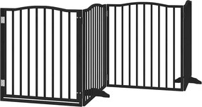 Zábrana pro psy s dvířky skládací 12 panelů černá 960 cm topol 3155632