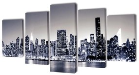 Sada obrazů, tisk na plátně monochromní panoráma New Yorku 100 x 50 cm 241548