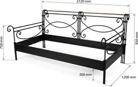 Nábytek ATIKA s.r.o. Kovový otoman BELLA Barevne provedení: černá, Rozměr: 90 x 200 cm