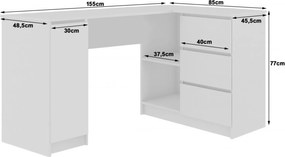 Počítačový stůl B-20 lesklá černá pravá