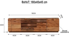 furniture-nabytek.cz - Masivní TV stolek z recyklovaného starého dřeva, hnědý – 180×45×45 cm