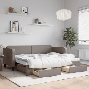 Válenda s přistýlkou a zásuvkami taupe 80 x 200 cm textil 3196850