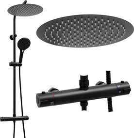 Erga Bergen, sprchový set s termostatickou baterií a dešťovou sprchou 30 cm, černá matná, ERG-YKA-BP.BERGEN THERM 30 BLK