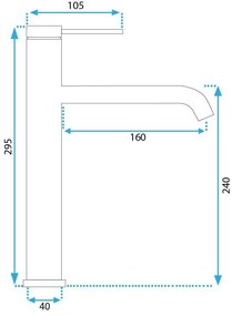 Rea Clif, vysoká umyvadlová baterie h-295, černá matná, REA-B5325