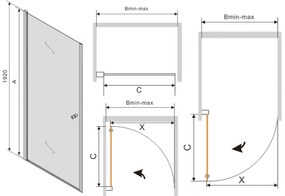 Mexen PRETORIA sprchové dveře ke sprchovému koutu 100 cm, 852-100-000-01-00