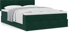 Osmanský rám postele s matrací tmavě zelená 140x190cm samet 3311702