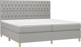 Box spring postel s matrací světle šedá 200 x 200 cm textil 3142601