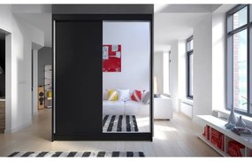 Šatní skříň Belgia I, Barva: černý + bílá + zrcadlo, Osvětlení: bez osvětlení