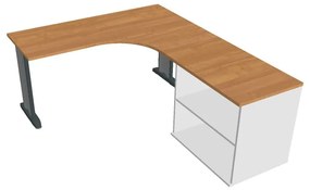 Sestava stolu a skříně levá 160 cm - Hobis Flex FE 60 H L Dekor stolové desky: olše, Barva nohou: černá