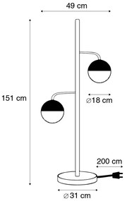 Průmyslová stojací lampa černá s mosazí 2-světlo - Haicha