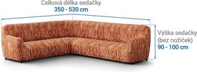Bielastické potahy UNIVERSO NOVÉ žíhané cihlové rohová sedačka (š. 350 - 530 cm)