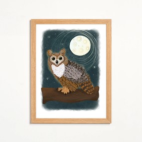 Kristýna Pýchová | Moudrá sova Rám: Dubový, Velikost: 40 x 30 cm