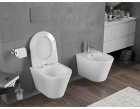 Mexen Rico, závěsná WC mísa 490x360x370 mm, Rimless Tornádo, bílá lesklá, 3372XX00T