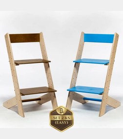 Lucas Wood Style - rostoucí židle EASY LINE zvýhodněný set 2 ks -  kaštan + modrá