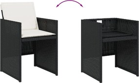 11dílný zahradní jídelní set s poduškami černý polyratan 3277706