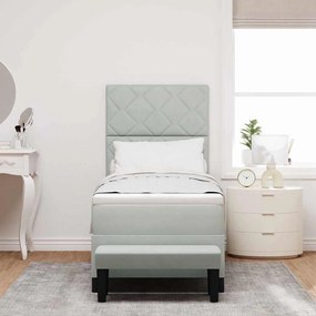 Postel s boxspringem s čelo Světle šedá 200 x 80 cm samet 3344540