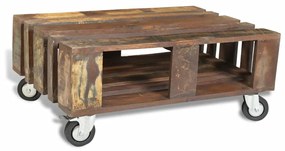 vidaXL Konferenční stolek se 4 kolečky recyklované dřevo
