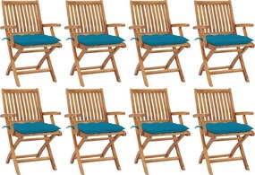 vidaXL Skládací zahradní židle s poduškami 8 ks masivní teak [3072792] Barva: krémová