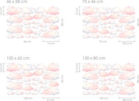 Akvarelové obláčky textilní přelepitelné samolepky na zeď arch 46 x 28 cm