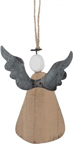 Závěsná dřevěná figurka anděl se srdíčkem Angel Rustic - 9*2*13 cm