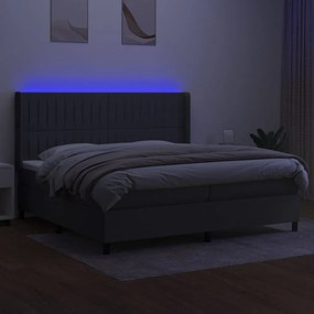 Box spring postel s matrací a LED tmavě šedá 200x200 cm textil 3138502