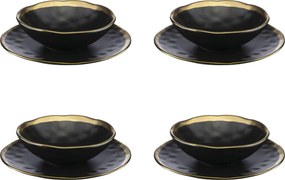 Keramická sada talířů Lissa Black Gold 8ks