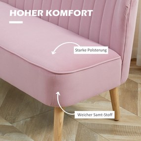 HOMCOM 2-místná pohovka, látková pohovka, čalouněná sedačka, široká pohovka, růžová