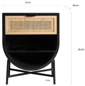 Noční stolek lieben 56 x 36 cm oblý černý MUZZA