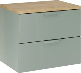 Závěsná skříňka pod umyvadlo Aster s deskou 60 cm zelená/dub cremona
