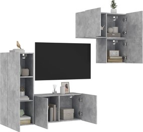 vidaXL 4dílná obývací stěna kompozitní dřevo [3216430] Barva: Černá