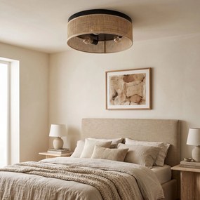Toolight Toolight, APP1902-3C, stropní svítidlo plafon s ratanovým stínítkem, Ø 40 cm, 3× E27, hnědá, OSW-63001