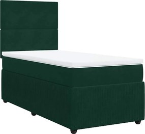 Box spring postel s matrací tmavě zelená 90x200 cm samet 3292235