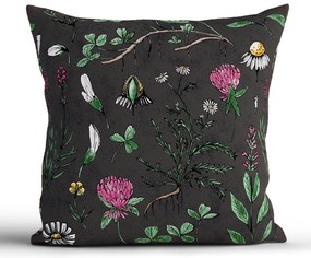 MK Lůžkoviny Bavlněný povlak na polštář Renforcé 40 x 40 cm - Herbář černý