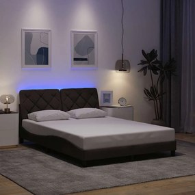 Rám postele s LED bez matrace Tmavě hnědá 140x190 cm Látka 3310667