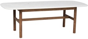 OnaDnes -20% Bílý mramorový konferenční stolek ROWICO HAMMOND 135 x 62 cm s hnědou podnoží