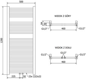 Mexen Pluton, elektrické topné těleso 1200x500 mm + topná tyč 600 W, zlatá lesklá, W106-1200-500-2600-50