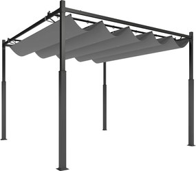 Pergola cca 3x3 m Volně stojící zastřešení terasy s posuvnou střechou, magnetická podložka, 8 cm sloupek odolný proti UV záření