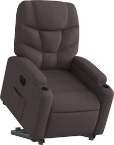 Elektrické zvedací polohovací křeslo tmavě hnědé textil 3204625